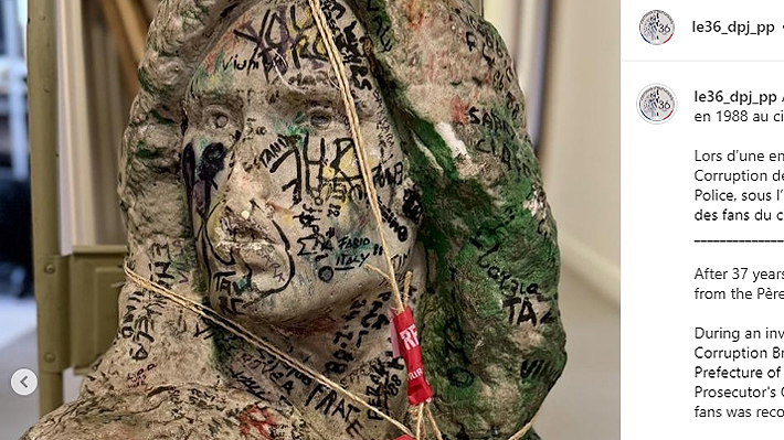 Foto | Rayado y sin nariz: Policía francesa encuentra por casualidad busto de Jim Morrison ...