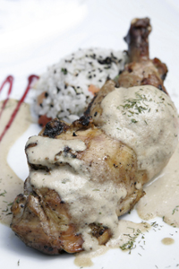 Pollo grillado con arroz especiado